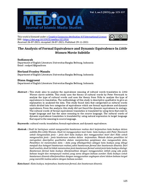 The Analysis Of Formal Equivalence And Dynamic Equivalence In Little