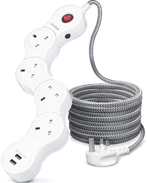 Flexible Extension Lead With Usb Slots Way Outlets Power Strip Usb Ports A W Surge