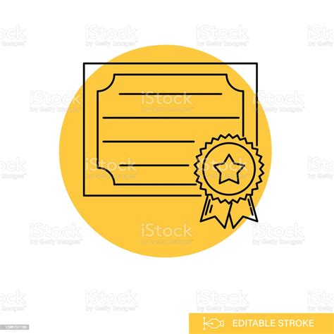 디플로마 투명한 배경에 컬러 서클의 얇은 라인 상 아이콘 개념에 대한 스톡 벡터 아트 및 기타 이미지 개념 경쟁 노랑