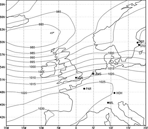 Sea Level Pressure In Hpa For The 22nd February 1995 Ncep Reanalysis