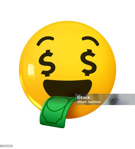눈 달러 기호 얼굴 이모티콘 통 입 돈 통 눈 얼굴 이모티콘 감정 3d 만화 아이콘입니다 노란색 원형 이모티콘입니다 벡터 일러스트 레이 션 3차원 형태에 대한 스톡 벡터