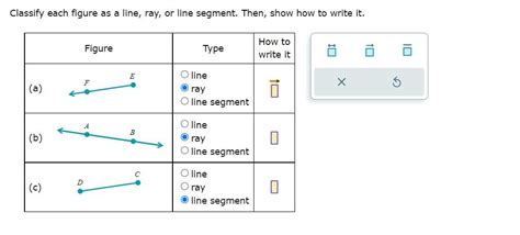 solved classify each figure as a line ray or line segment