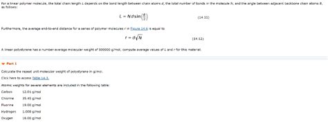 Solved For A Linear Polymer Molecule The Total Chain Length