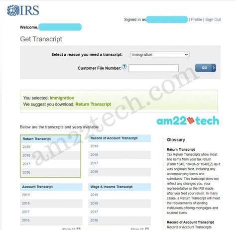 How To Get Irs Tax Transcript Online For I 485 Filing Usa