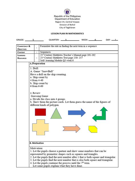 Prototype Lesson Plan In Math5 Q3 Wk6 D1 Pdf Learning Triangle Prototype Lesson Plan In Math5 Q3 Wk6 D1 Pdf Learning Triangle