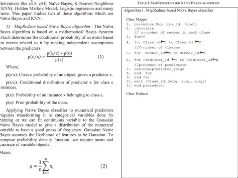 Table I From Towards Mapreduce Based Classification Approaches For