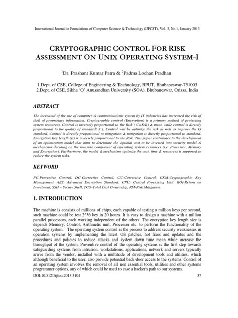 Pdf Cryptographic Control For Risk Assessment On Unix Operating