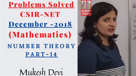 CSIR NET Mathematics December Number Theory Academic Lectures YouTube