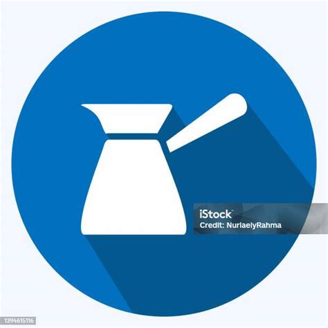 아이콘 터키 커피 포트 음료 기호에 적합합니다 긴 그림자 스타일 편집 가능한 간단한 디자인 디자인 템플릿 벡터 간단한 기호 그림 고급에 대한 스톡 벡터 아트 및 기타 이미지