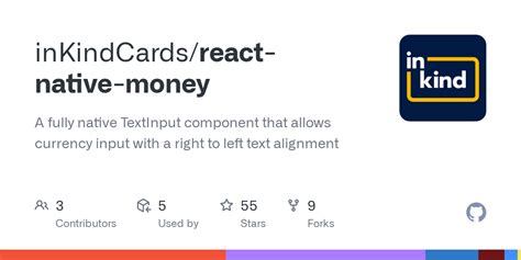Github Inkindcardsreact Native Money A Fully Native Textinput Component That Allows Currency
