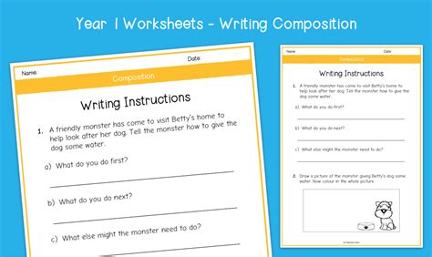 Year 1 Writing Instructions Worksheets Ks1 Writing Composition Primary English