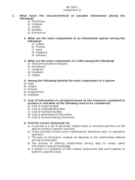Bit Sem 1 Assignment 1 Pdf Computer Data Storage Databases