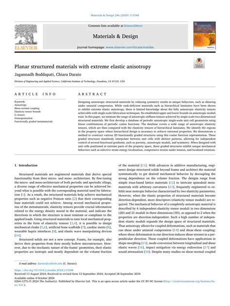 Pdf Planar Structured Materials With Extreme Elastic Anisotropy
