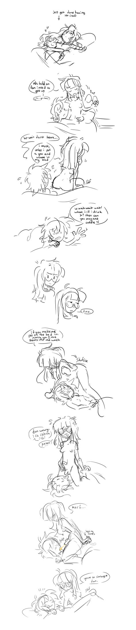 Rule 34 1boy 1futa After Sex Bed Black And White Blush Comic Cuddling