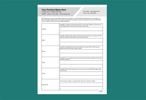 Dbt Self Soothe Worksheet Therapybypro Worksheets Library