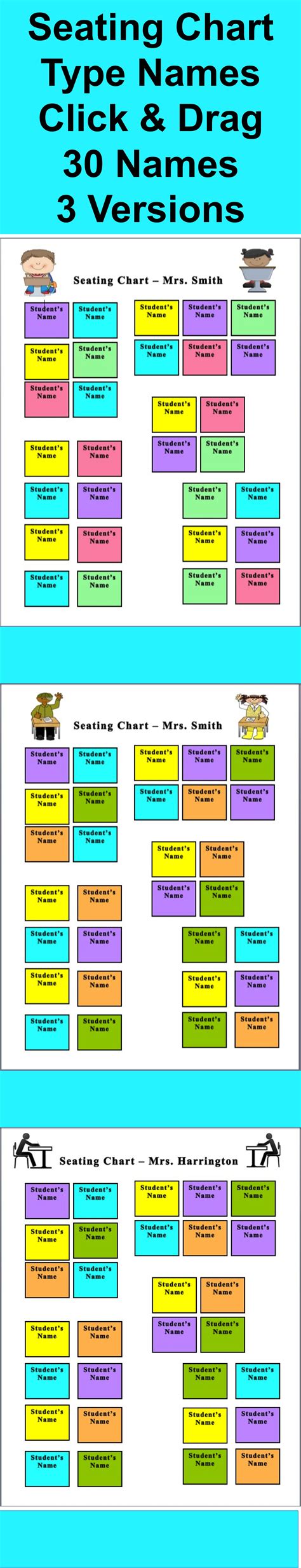 Seating Chart Click And Drag Type Names Great For A Substitute Arrange As Desks Or