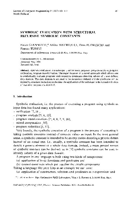 Pdf Symbolic Evaluation With Structural Recursive Symbolic Constants