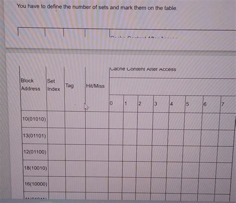 Solved Given The Following Block Access Sequence Fill In The