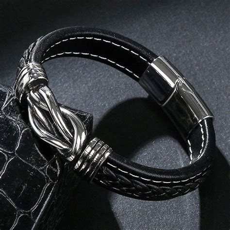 Mother And Son Forever Linked Together Braided Leather Bracelet Men S Braided Leather Knot