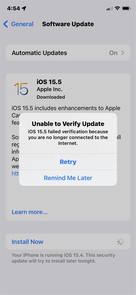 Ios 15 5 Unable To Verify Update Apple Community