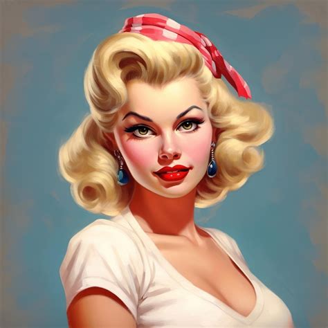 Premium Ai Image Style Retro Pin Up Girl Illustration
