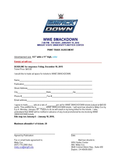 Wwe Smackdown Print Trade Agreement Pdf