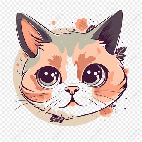귀여운 고양이 얼굴 벡터상표만화클립 아트 Png 일러스트 무료 다운로드 Lovepik