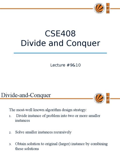 Divide And Conquer Theoretical Computer Science Discrete Mathematics