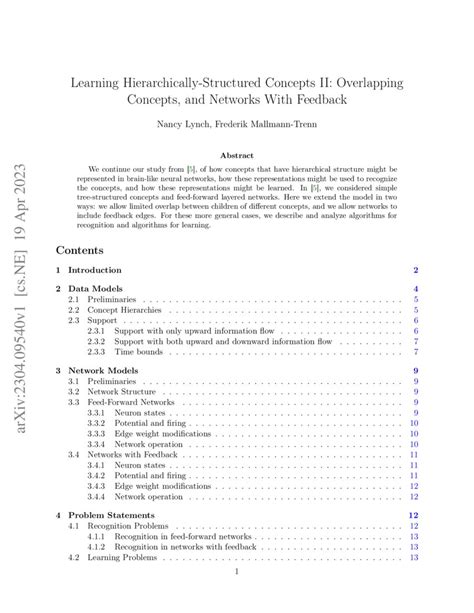 Learning Hierarchically Structured Concepts Ii Overlapping Concepts And Networks With Feedback