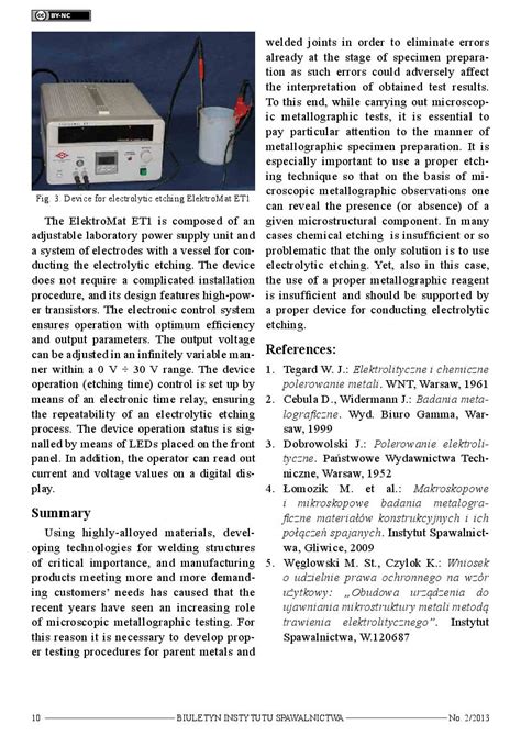 Electrolytic Etching In Welding Metallography Institute Of Welding Bulletin