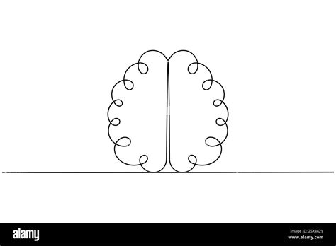 Human Brain Continuous One Line Drawing And Minimalist Style Isolate