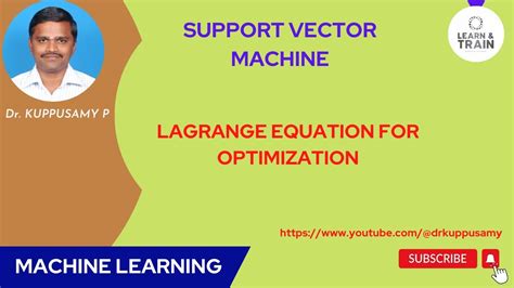42 Svm Optimization With Equality Constraints Using Lagrange Multiplier