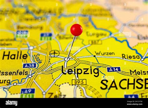 Leipzig Map Close Up Of Leipzig Map With Red Pin Map With Red Pin