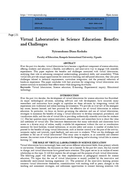 Virtual Laboratories In Science Education Benefits And Challenges Pdf