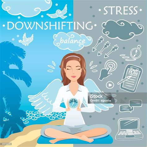 귀여운 여자 생각 하 고 사무실에서 작업을 비교 하 여 자유롭게 하 고 벡터에서 만화 캐릭터 다운 개념에 대한 스톡 벡터 아트 및 기타 이미지 Istock