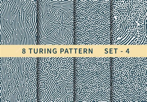 Premium Vector Monochrome Reaction Diffusion Wavy Line Shapes Abstract Turing Pattern Set