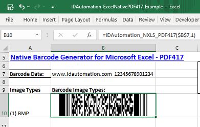 Microsoft Excel PDF417 Barcode Generator