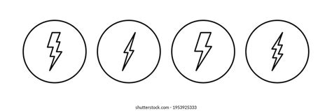 Lightning Icon Set Electric Icon Vector Stock Vector Royalty Free