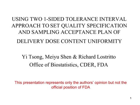 Ppt Using Two 1 Sided Tolerance Interval Approach To Set Quality