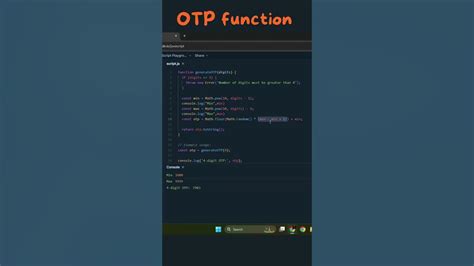 Otp Generating Function Code Javascript Otp Youtube