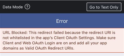 Facebook Login Message Url Blocked This Redirect Failed Because The