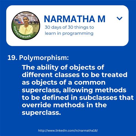Narmatha M On Linkedin Oops Polymorphism Class Object