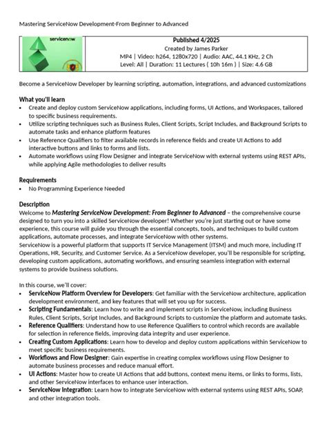Mastering Servicenow Development From Beginner To Advanced Pdf Agile Software Development