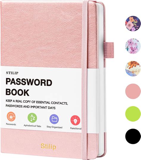 Libro De Contraseñas Con Pestañas Alfabéticas Guardián De Contraseñas De Tapa Dura Mejorado