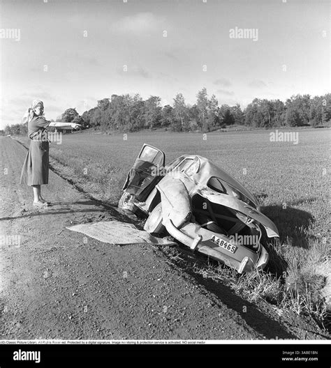 Car Accident In The 1950s A Passenger Car An Opel Kapitän From 1951