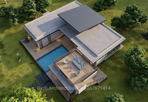 บ้านโมเดิร์นหน้ากว้างรูปตัวยู U Shape House มีพื้นที่กิจกรรมกลางแจ้งหลากหลาย 4 ห้องนอน 3