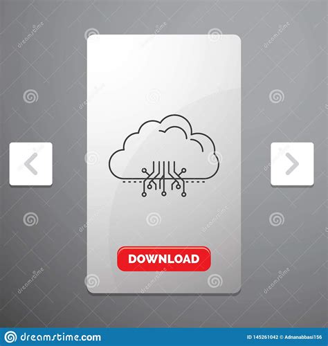 Cloud Computing Data Hosting Network Line Icon In Carousal Pagination Slider Design And Red