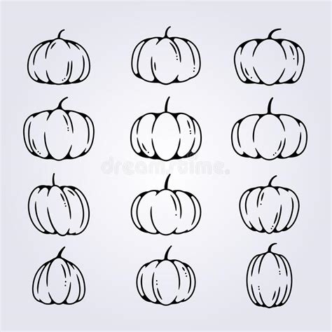 Bundle Of Various Of Pumpkins In Modern Line Vector Logo Icon Symbol