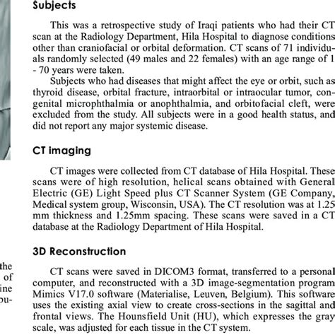 Frontal View Shows Linear Orbital Parameters A Orbital Roof Length Download Scientific