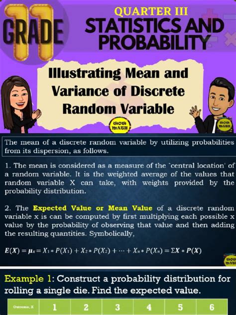 illustrating mean and variance of a discrete random variable 2 pdf